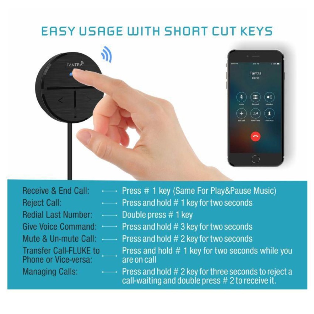 Tantra Fluke Pro Bluetooth Receiver 4.1 Bluetooth Kit for Car (Black)